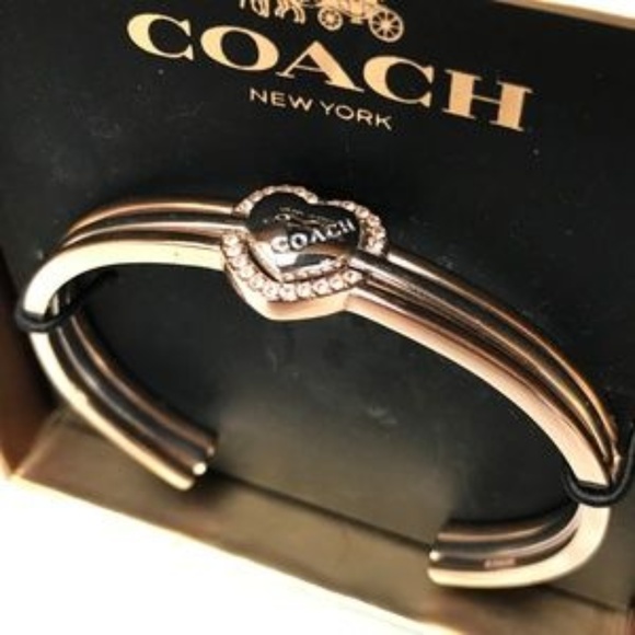 Coach | Jewelry | Coach Halo Heart Bangle Bracelet Rose Goldsilver ...